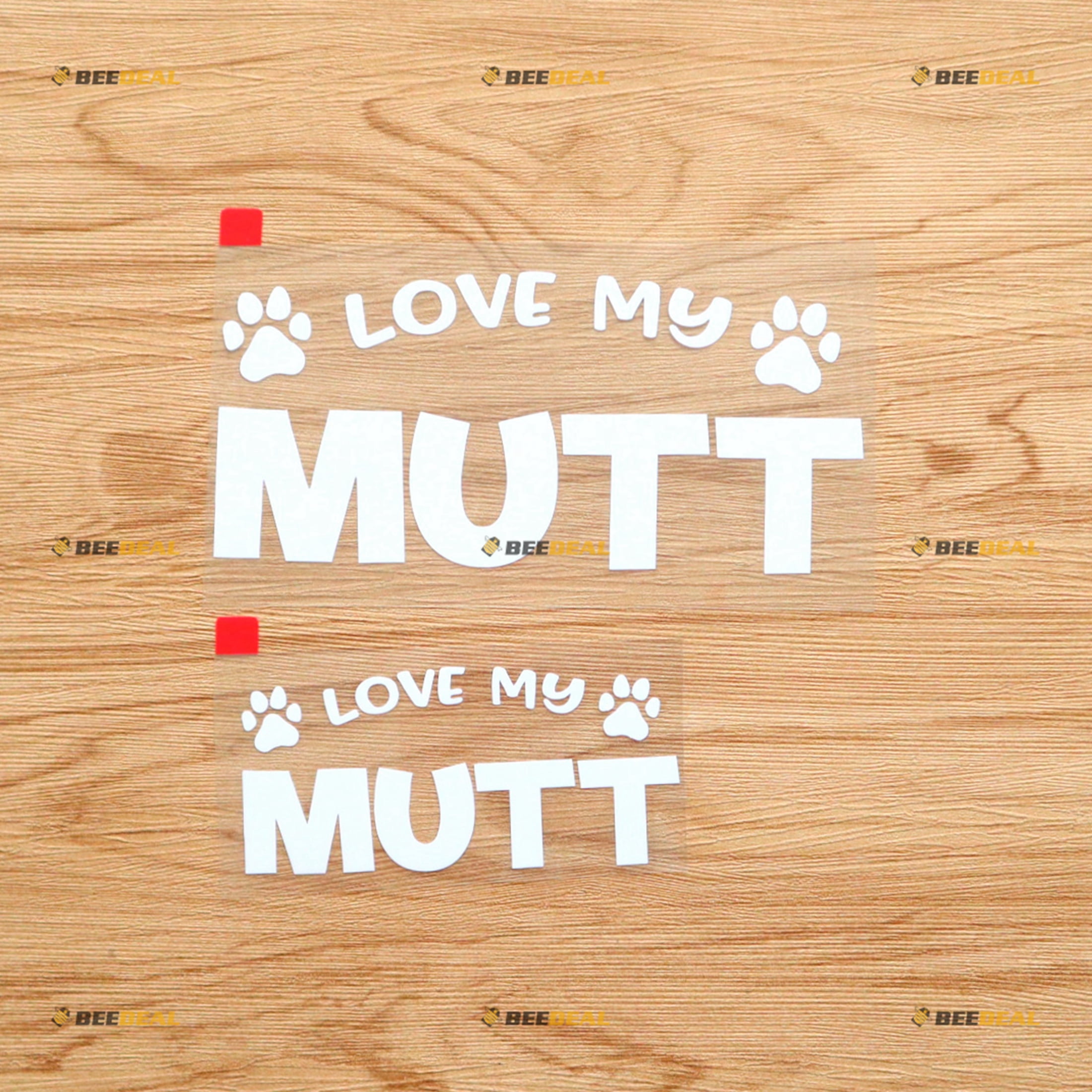 I Love My Mutt Dog Paw Prints Sticker Decal Vinyl - 2 Pack White, 4 ...