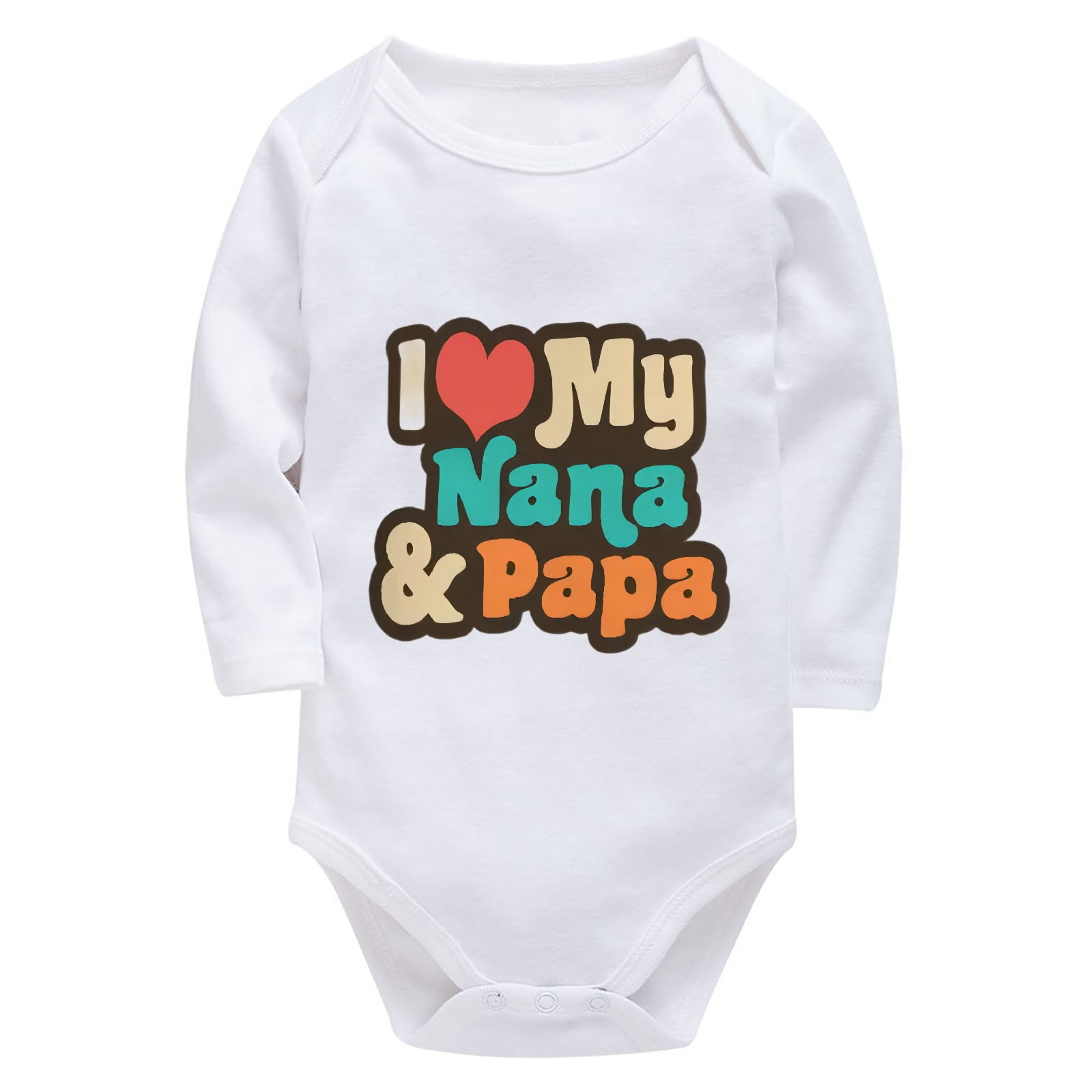 I Love My Nana & Papa Newborn Bodysuit Long Sleeve Neutral Onsies White ...