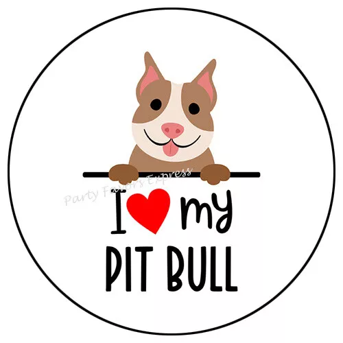I Love My Pit Bull Dog Sticker Party Favors Sticker Envelope Seals ...