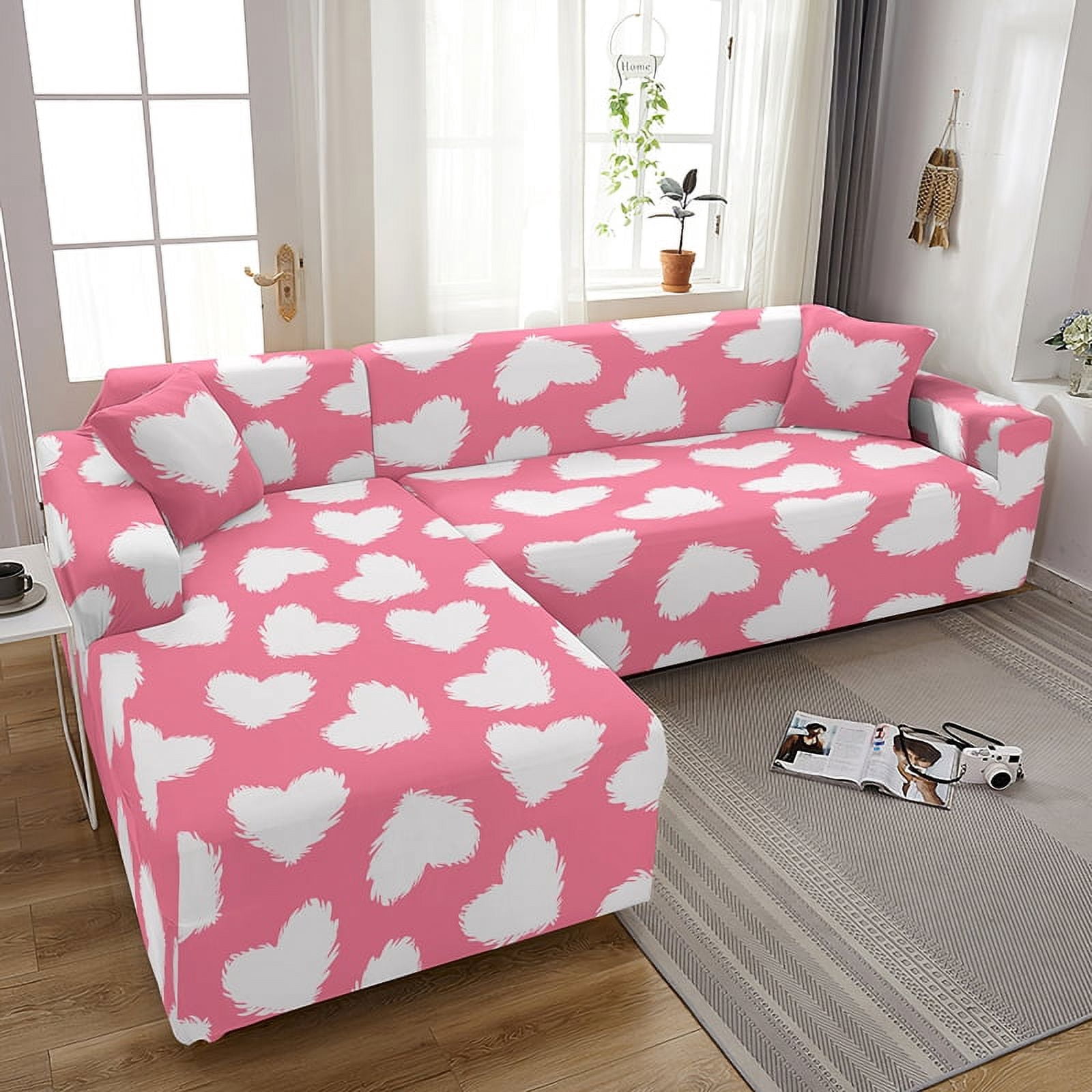 I Love Paris Heart L Shape Couch Cover Slip-Resistant Stretch ...