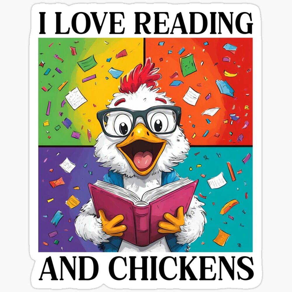 I Love Reading And Chickens Bookworm Stickerphone Decal Water Bottle ...