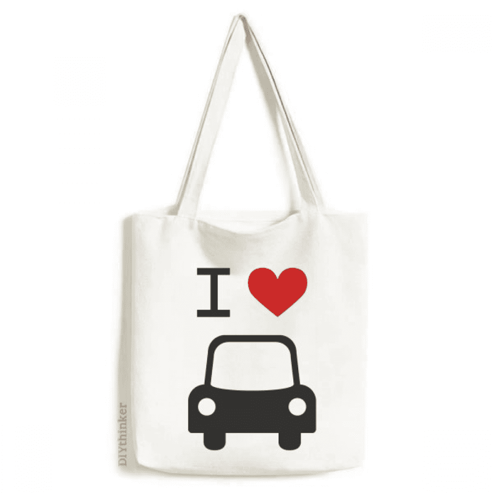 I Love Red Heart Car Pattern Tote Canvas Bag Shopping Satchel Casual ...