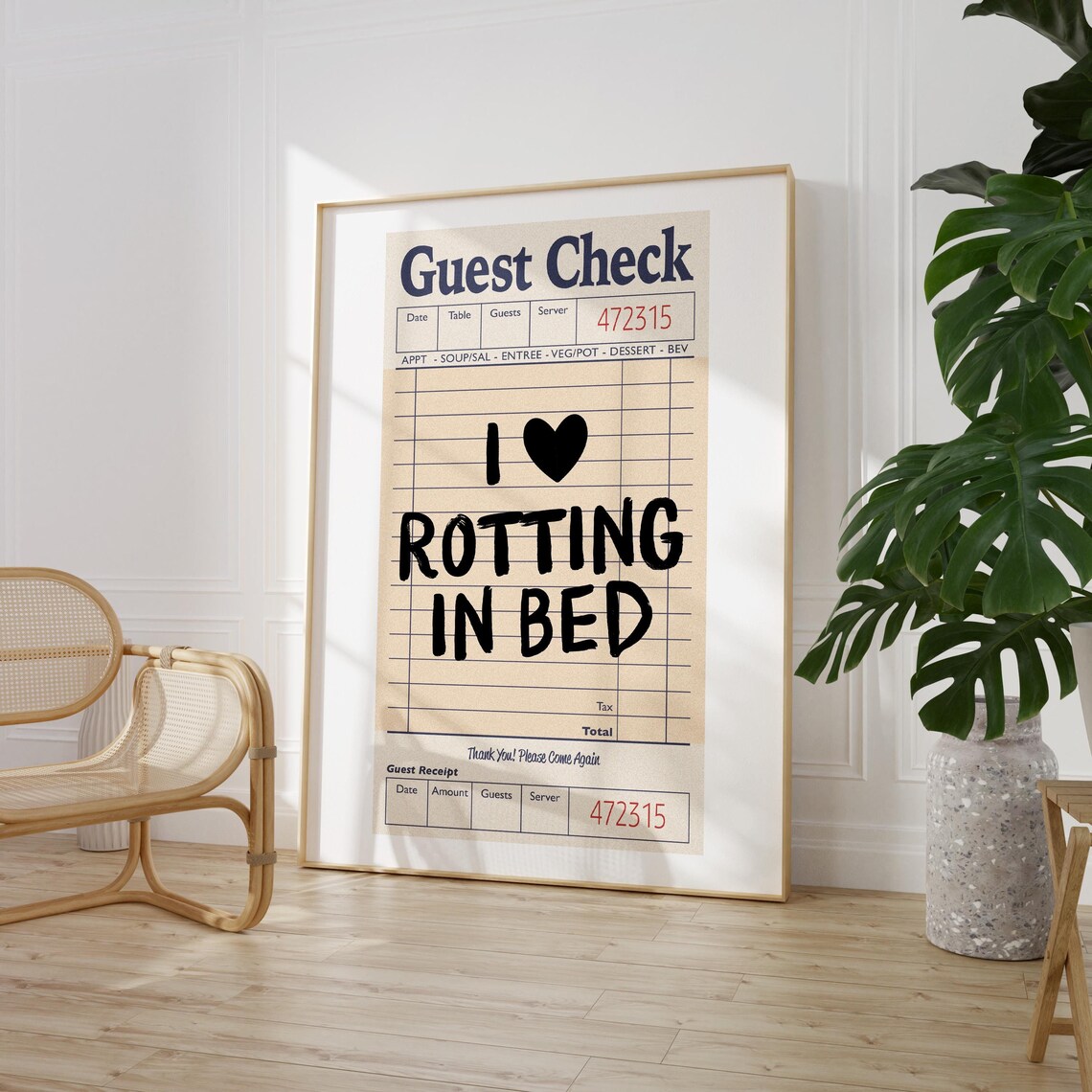 I Love Rotting In Bed Poster, Guest Check Poster, Bedroom Poster ...