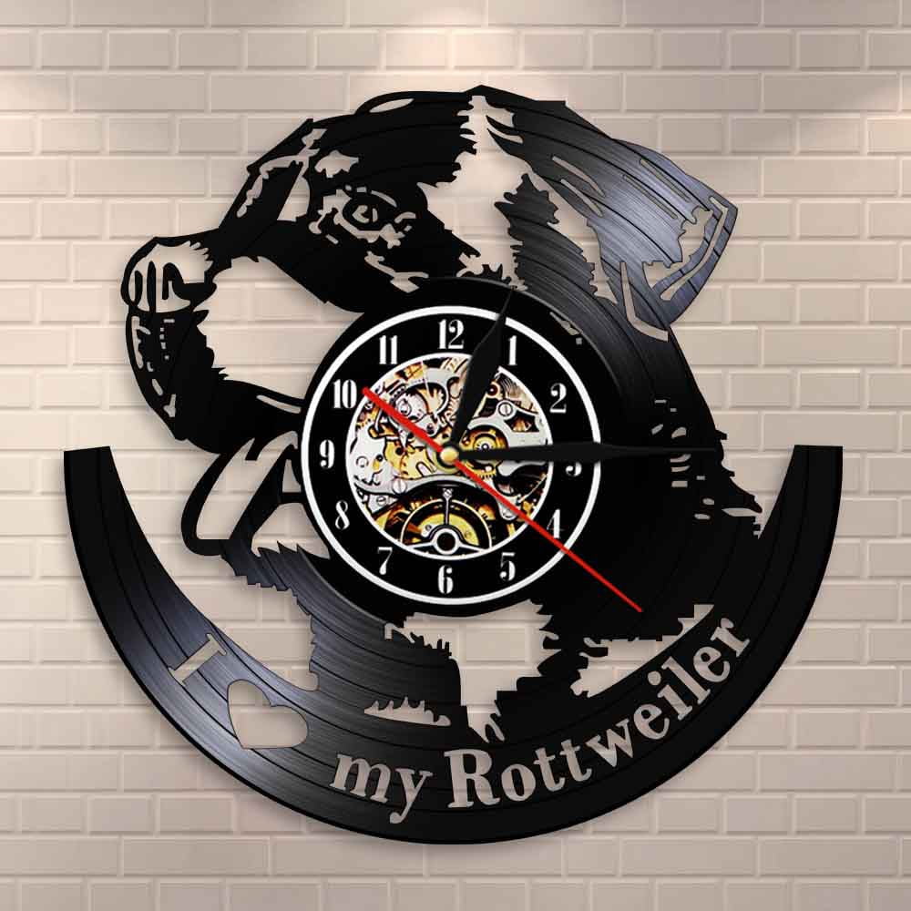 I Love Rottweiler Rottie Love Home Art Decor Wall Clock German Dog ...