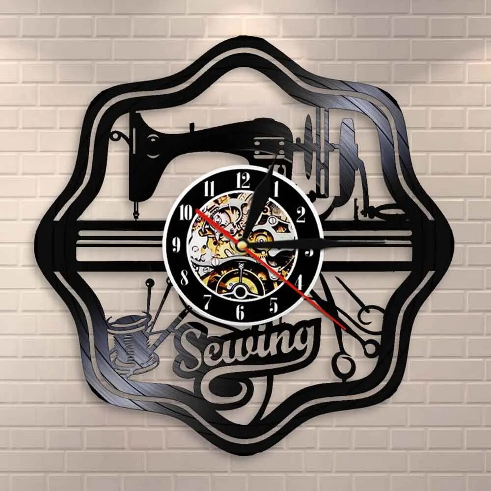 I Love Sewing Vinyl Wall Clock,Vinyl Record Clock Wall Art Black ...