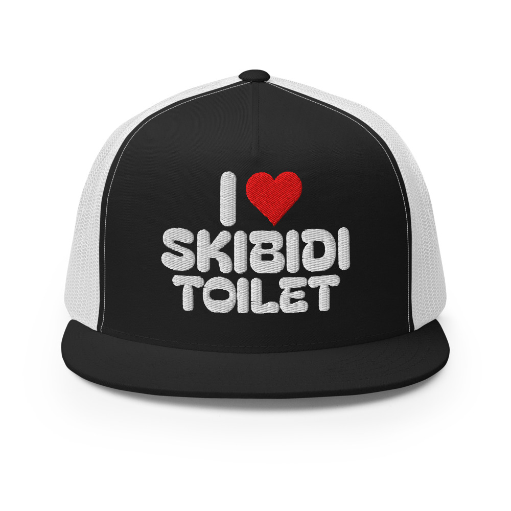 I Love Skibidi Toilet Embroidered Trucker Cap, I Heart Skibidi Toilet ...