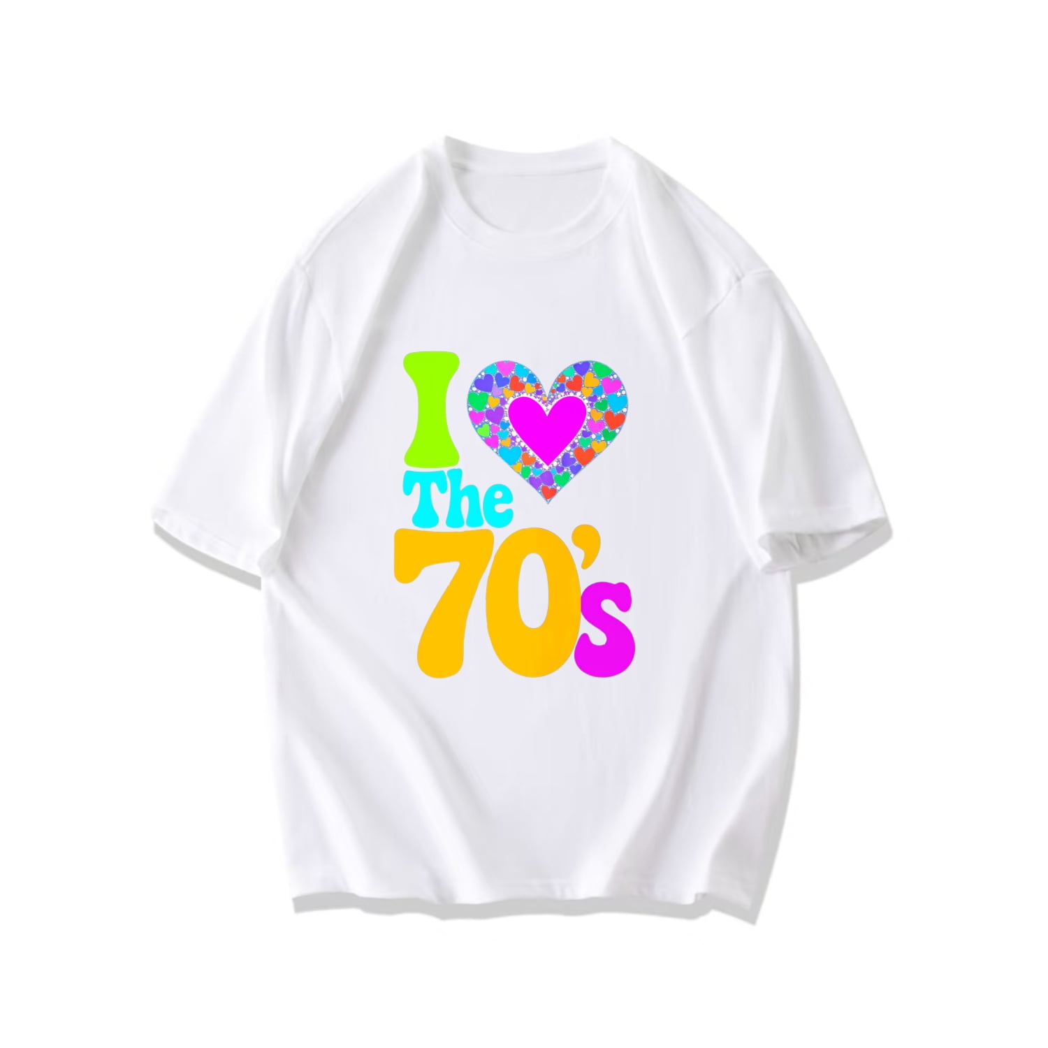I Love The 70s Retro T Shirt Black Colorful Heart And Text Design For ...