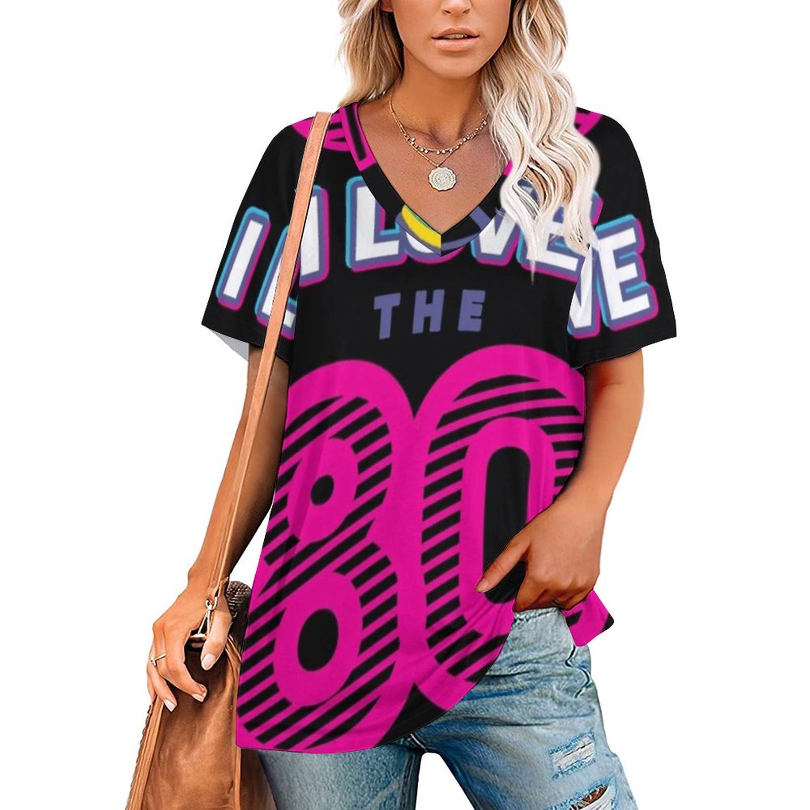 I Love The 80S Retro Style Women Zipper Sexy Printed Vintage T Shirts ...