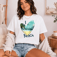 I Love The Beach Heart Tropical Vacation Style Graphic Design Tee ...