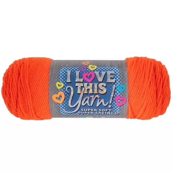 I Love This Yarn, Medium Weight 100% Acrylic, 252 Yards, Neon Orange ...
