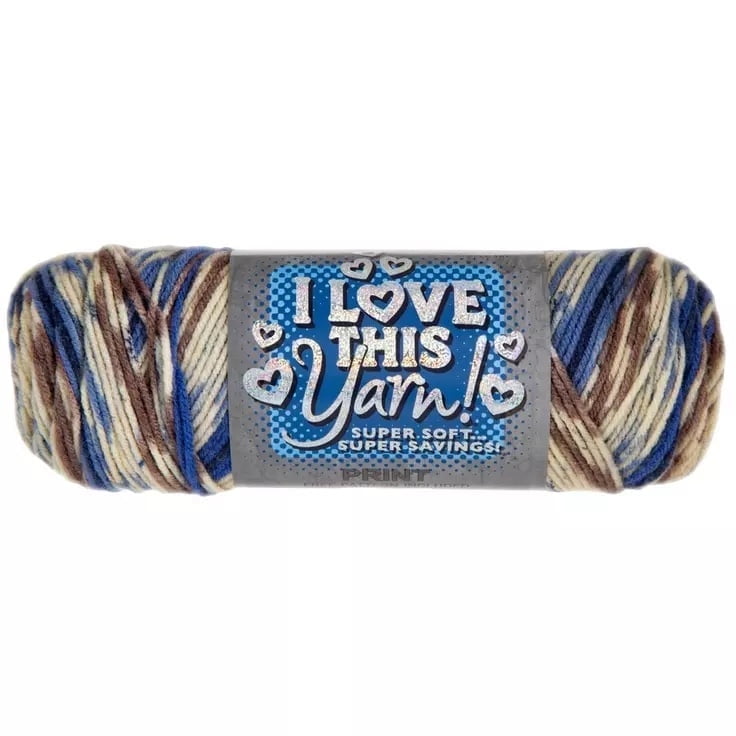 I Love This Yarn, Print Yarn, Blue Camo, 252 Yards, Medium Weight ...