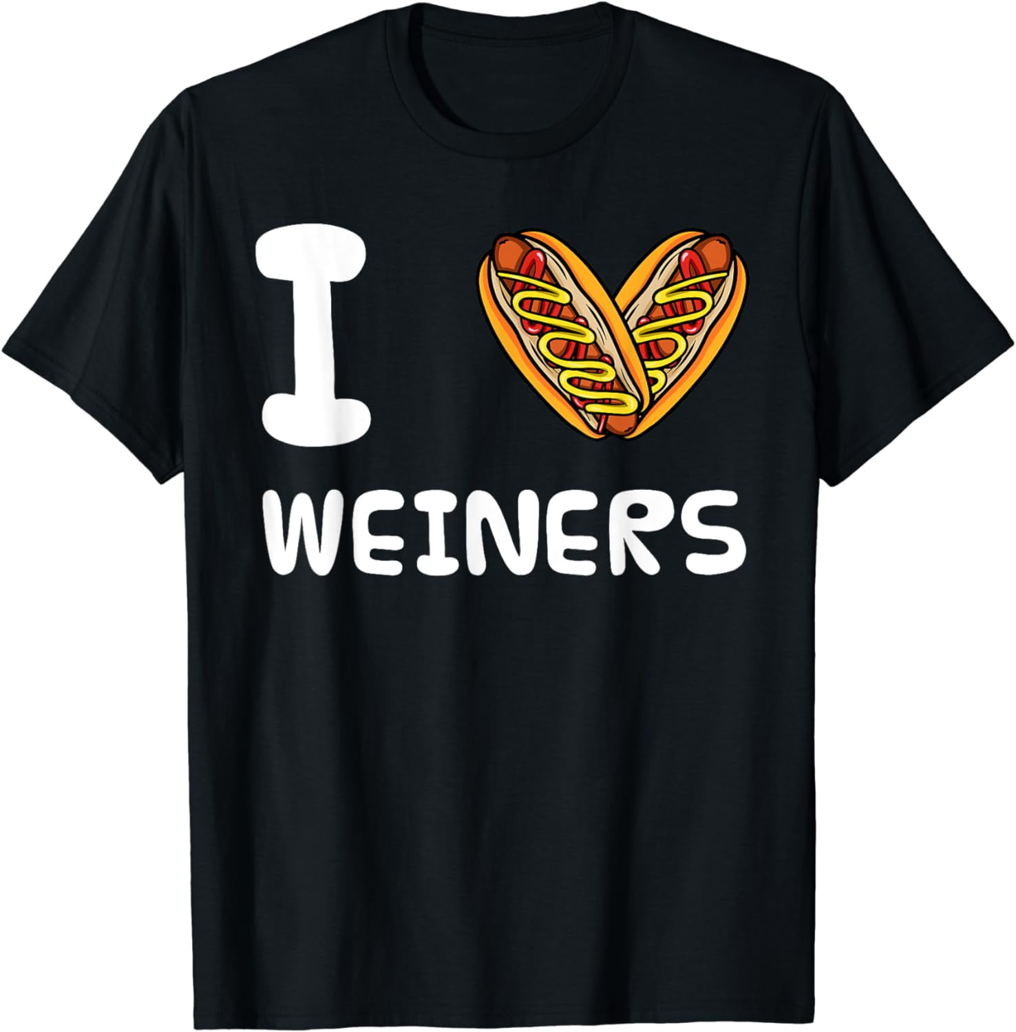 I Love Weiners Hotdogs Frankfurter Wiener Frank Sausage Bun T-Shirt ...