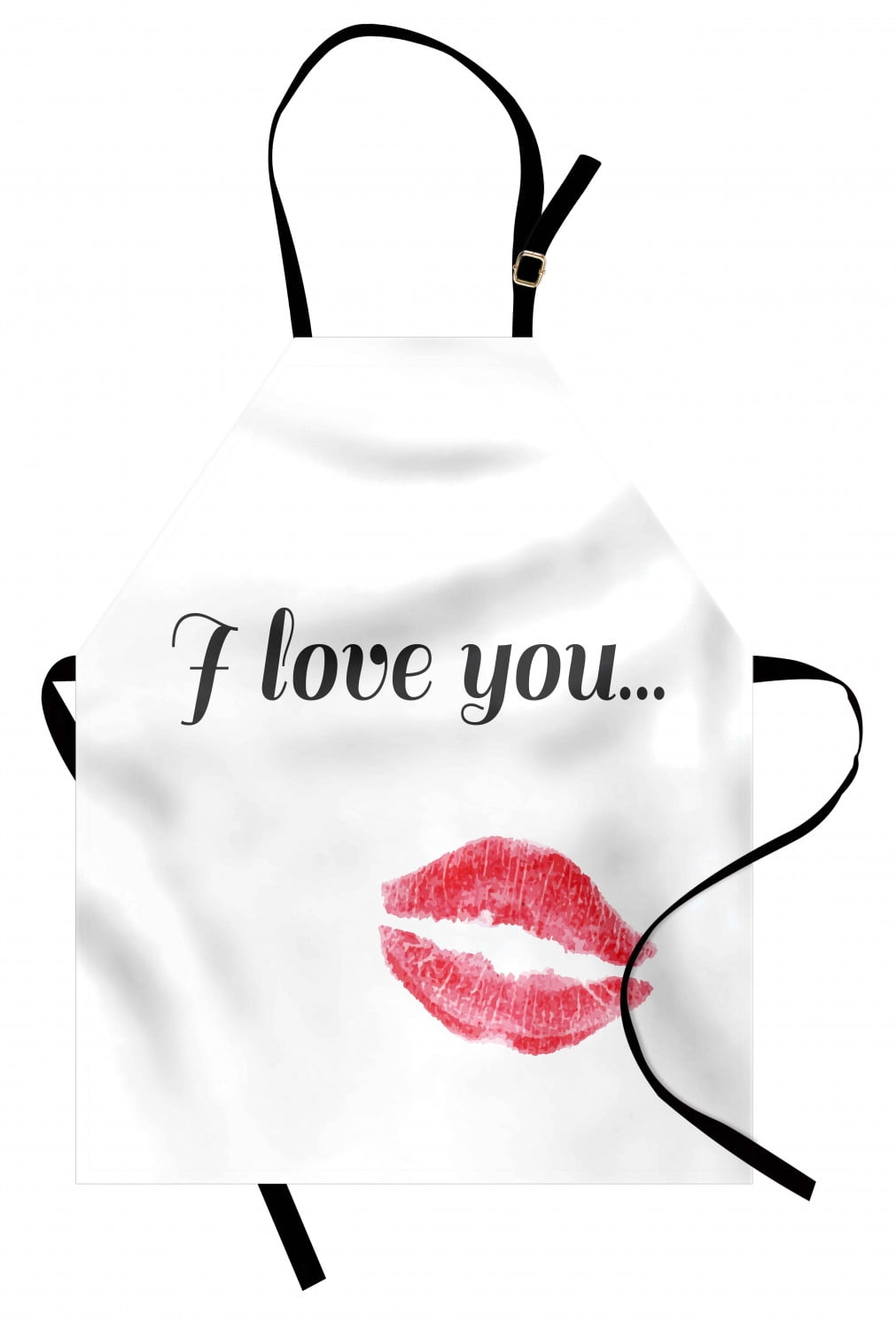 I Love You Apron Grunge Style Seductive Female Smooch with Glamorous ...