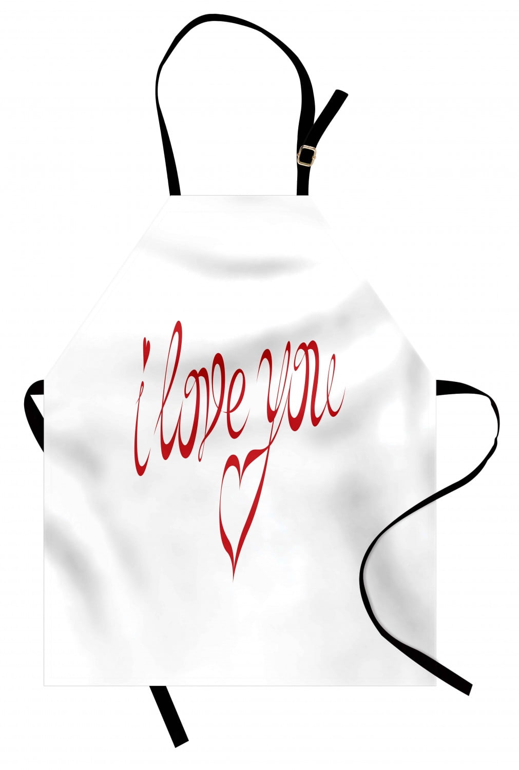 I Love You Apron Swirling Letter Fonts in Red Color with Heart Shaped ...
