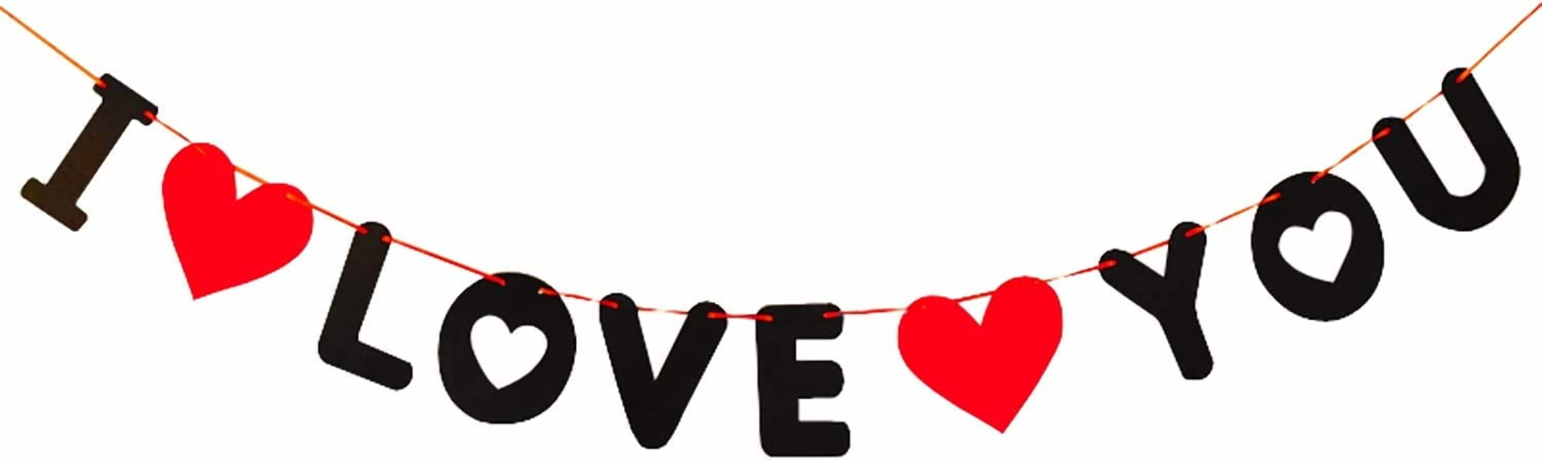 I Love You Banner. Valentines Day Decor Garland Paper Love Banner ...