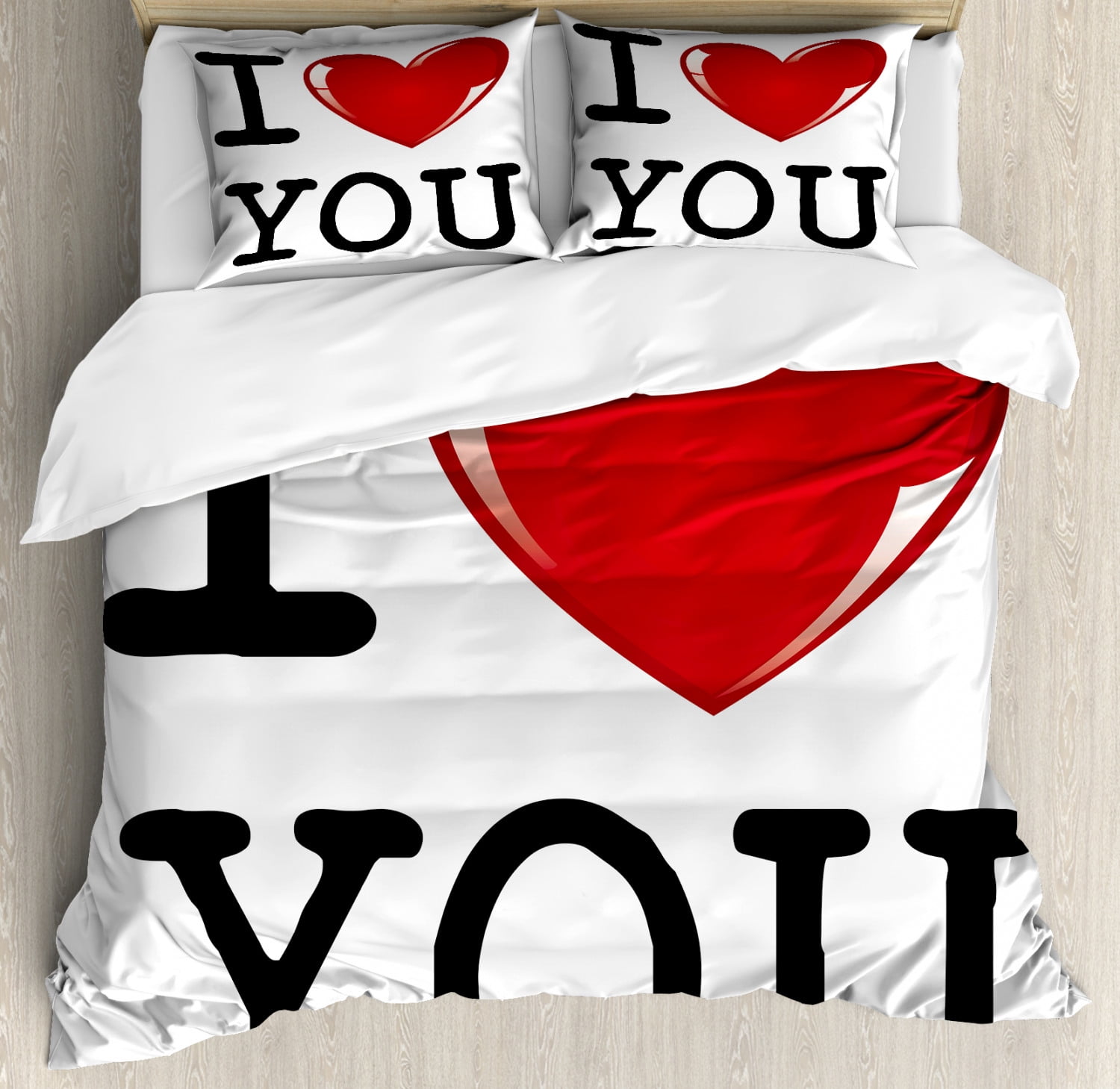 I Love You Duvet Cover Set Queen Size, Valentines Message Birthday Best ...