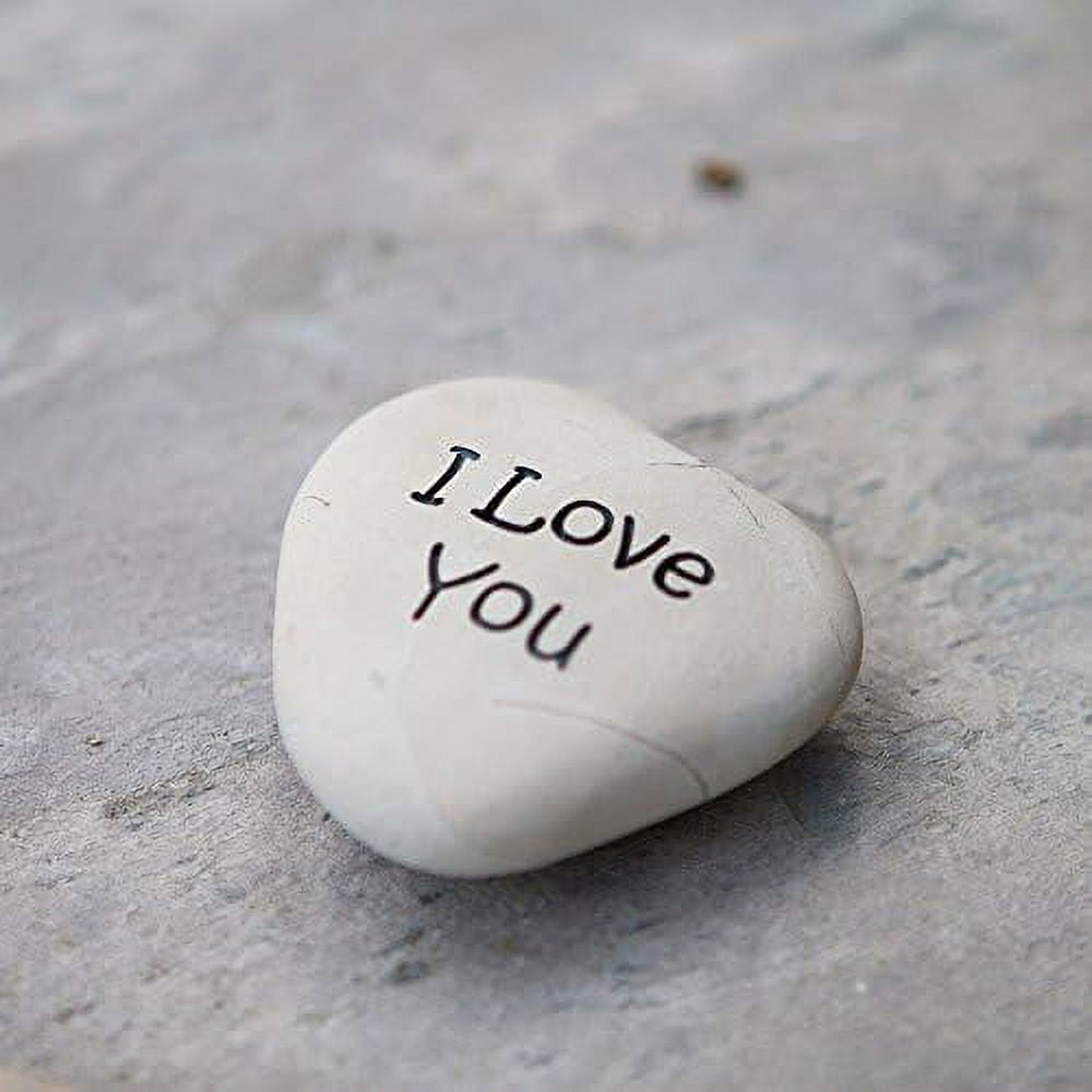 I Love You Engraved Stone Heart Shaped Beach Pebble Rock Sandblast ...