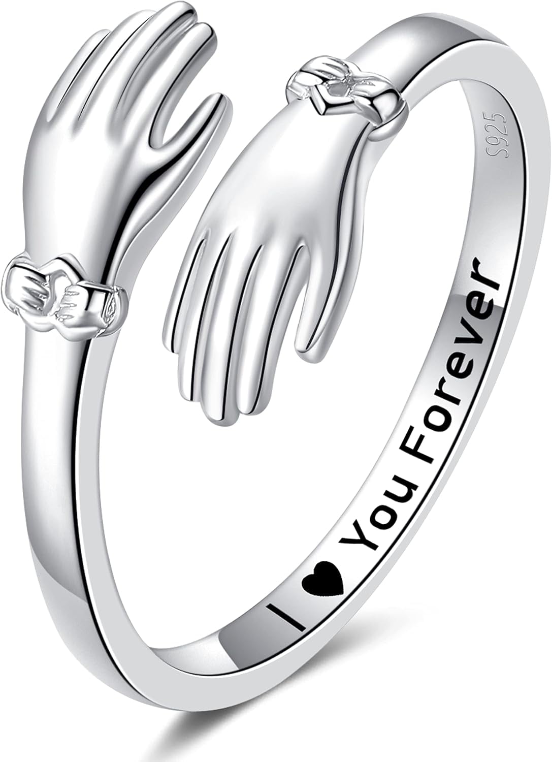I Love You Forever Hug Ring: Sterling Silver Adjustable Hugging Rings ...