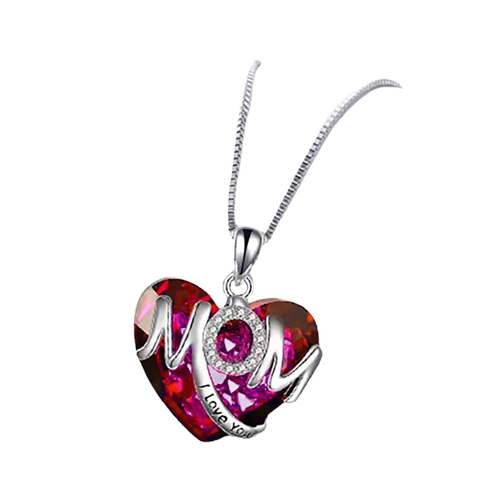 I Love You Forever Necklace Heart Birthstone Necklace for Women Jewelry ...