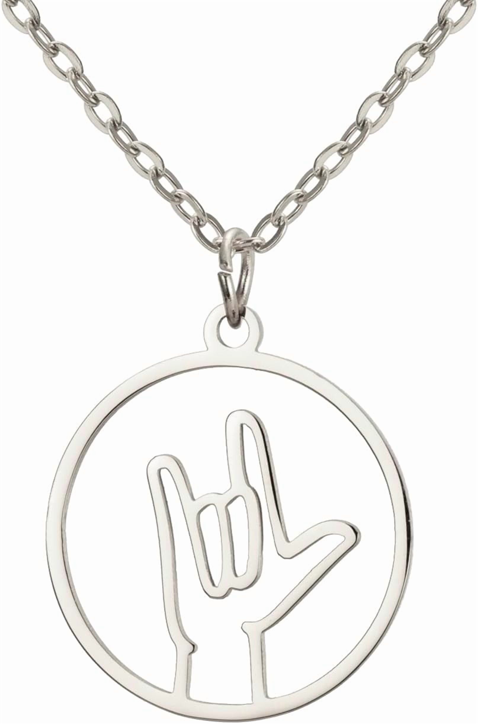 I Love You Hand Sign Language Necklace ASL Hand Sign Charm Pendant ASL ...