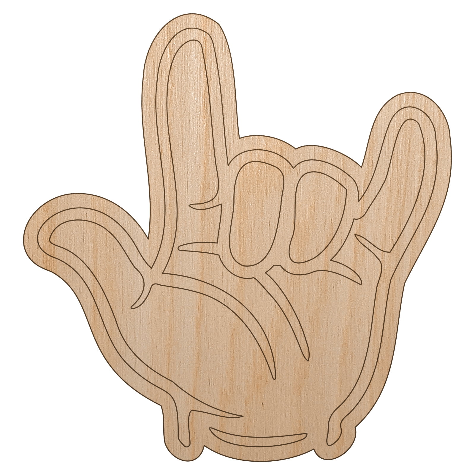 I Love You Hand Sign Language Wood Shape Unfinished Piece Cutout Craft ...
