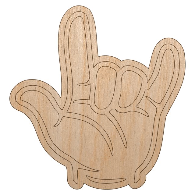 I Love You Hand Sign Language Wood Shape Unfinished Piece Cutout Craft ...