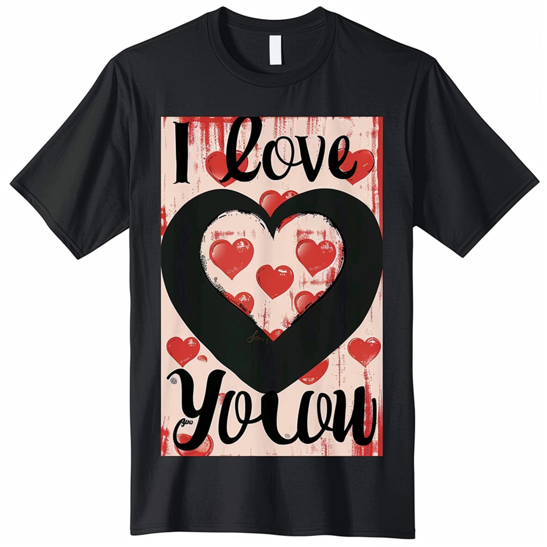 I Love You Heart Black T Shirt Romantic Design For Day Heart Shaped