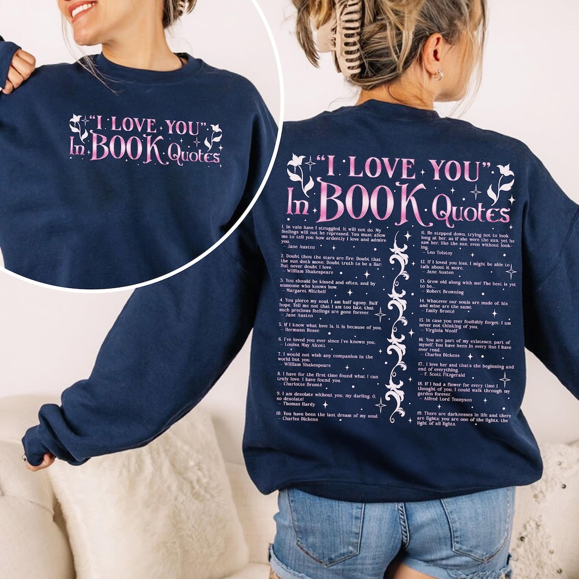 I Love You In Book Quotes Sweatshirt, Romantasy Bookish Quote Sweater ...