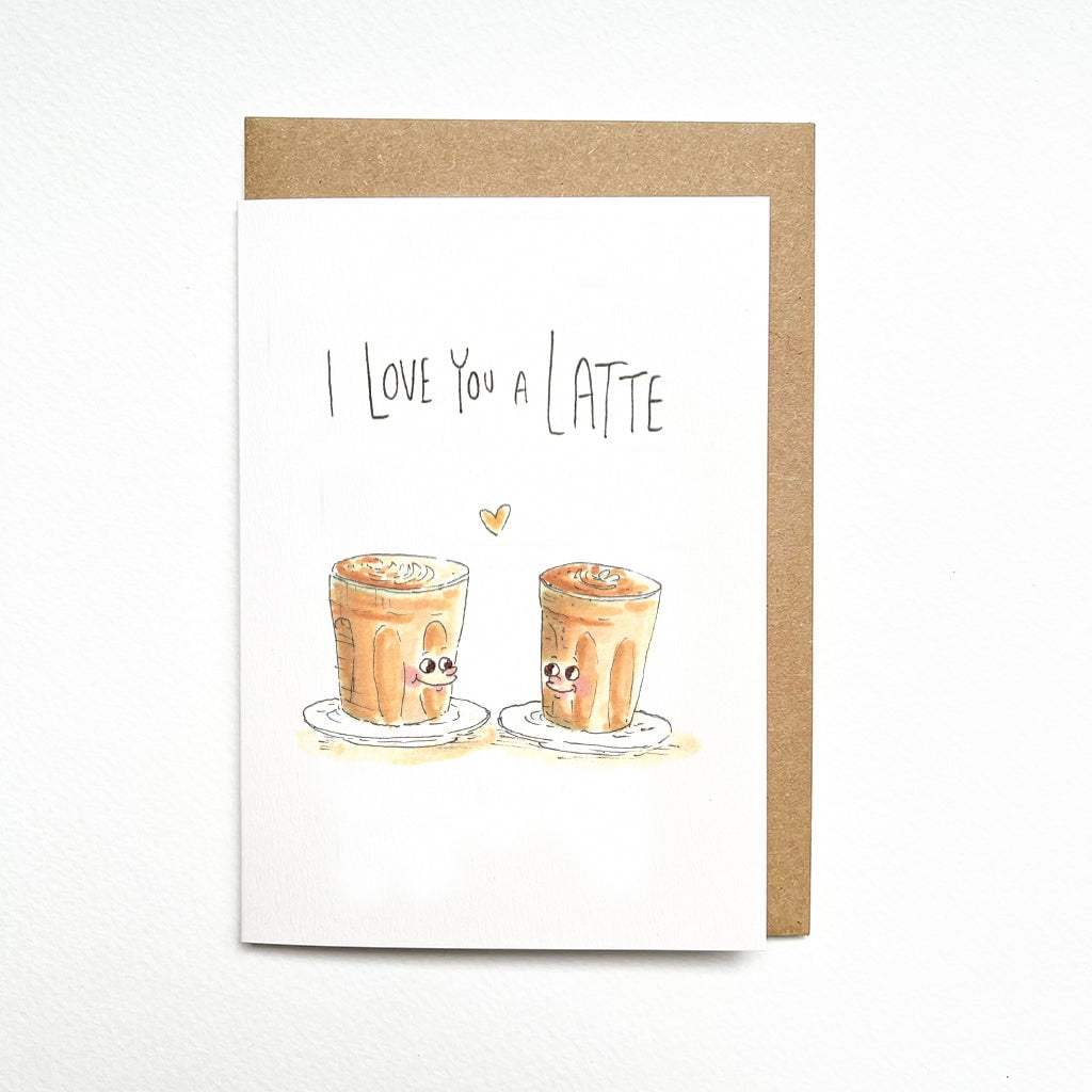I Love You a Latte Card – Cute Coffee Lovers Greeting Card with ...