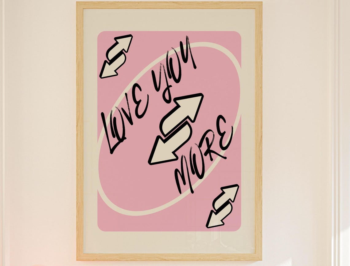 I Love You More Romantic Wall Art Over The Bed Master Bedroom Art Pink ...