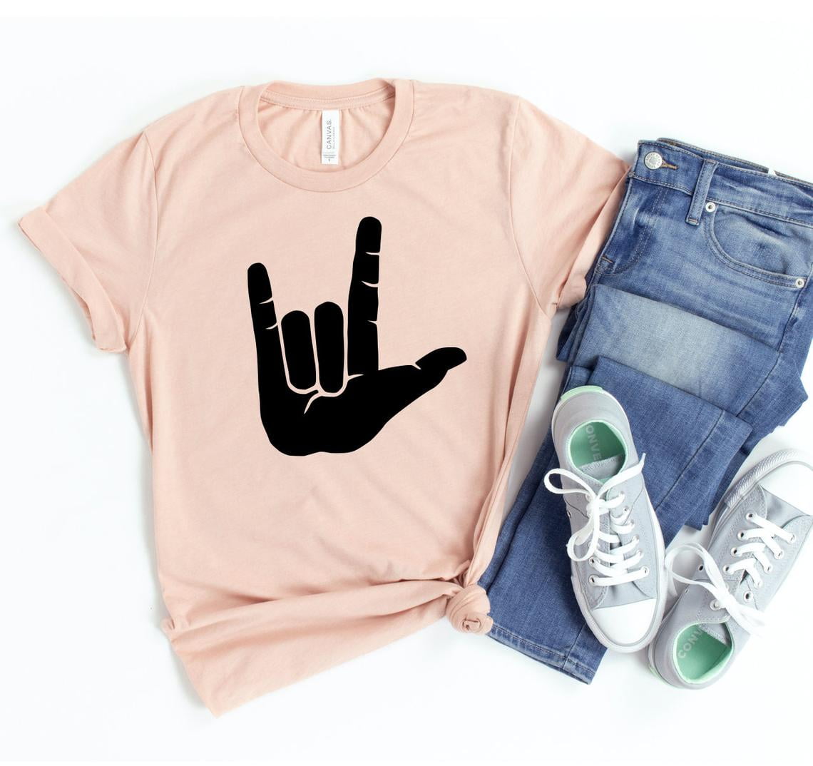 I Love You Sign Shirt ASL Language T-shirt Deaf Gift for her Tops ...