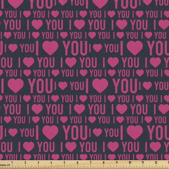 Ambesonne Love Fabric by the Yard Upholstery, Panda with Hearts, 10 ...
