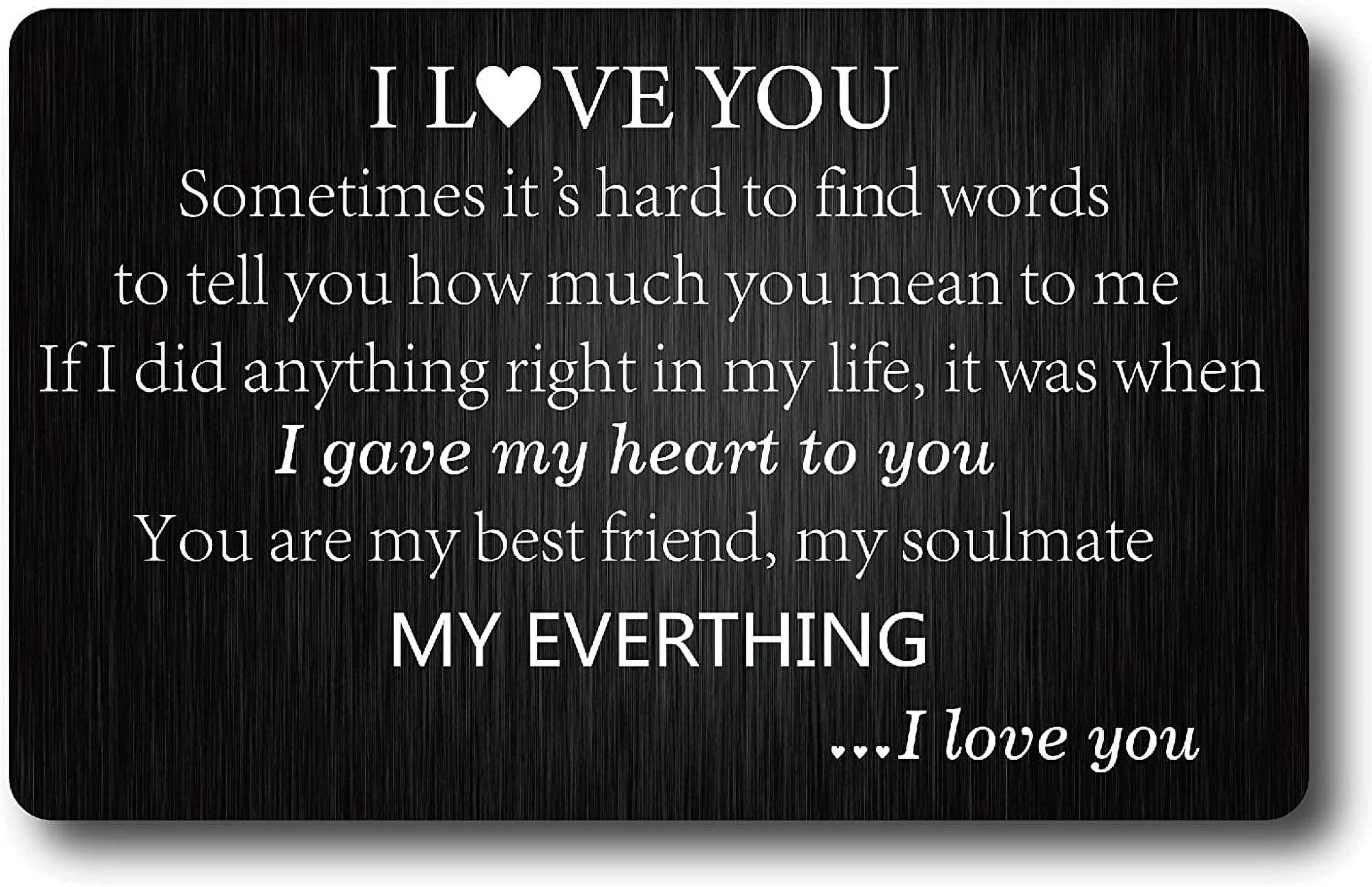 I Love You Wallet Insert Card Engraved Wallet Insert Metal Wallet Card ...
