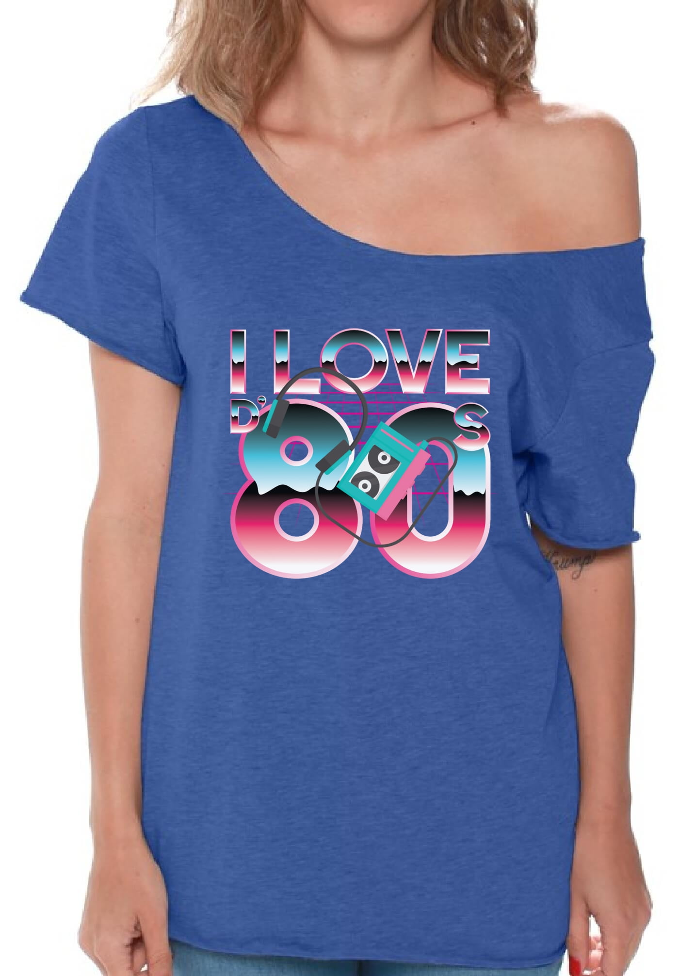I Love the 80s Shirt 80s Tops 80s Party Girl Vintage Off the Shoulder ...