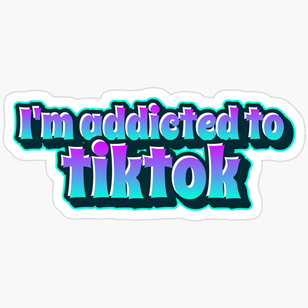 I'M Addicted To Tiktok Sticker Purple Sticker Phone Decal Water Bottle ...