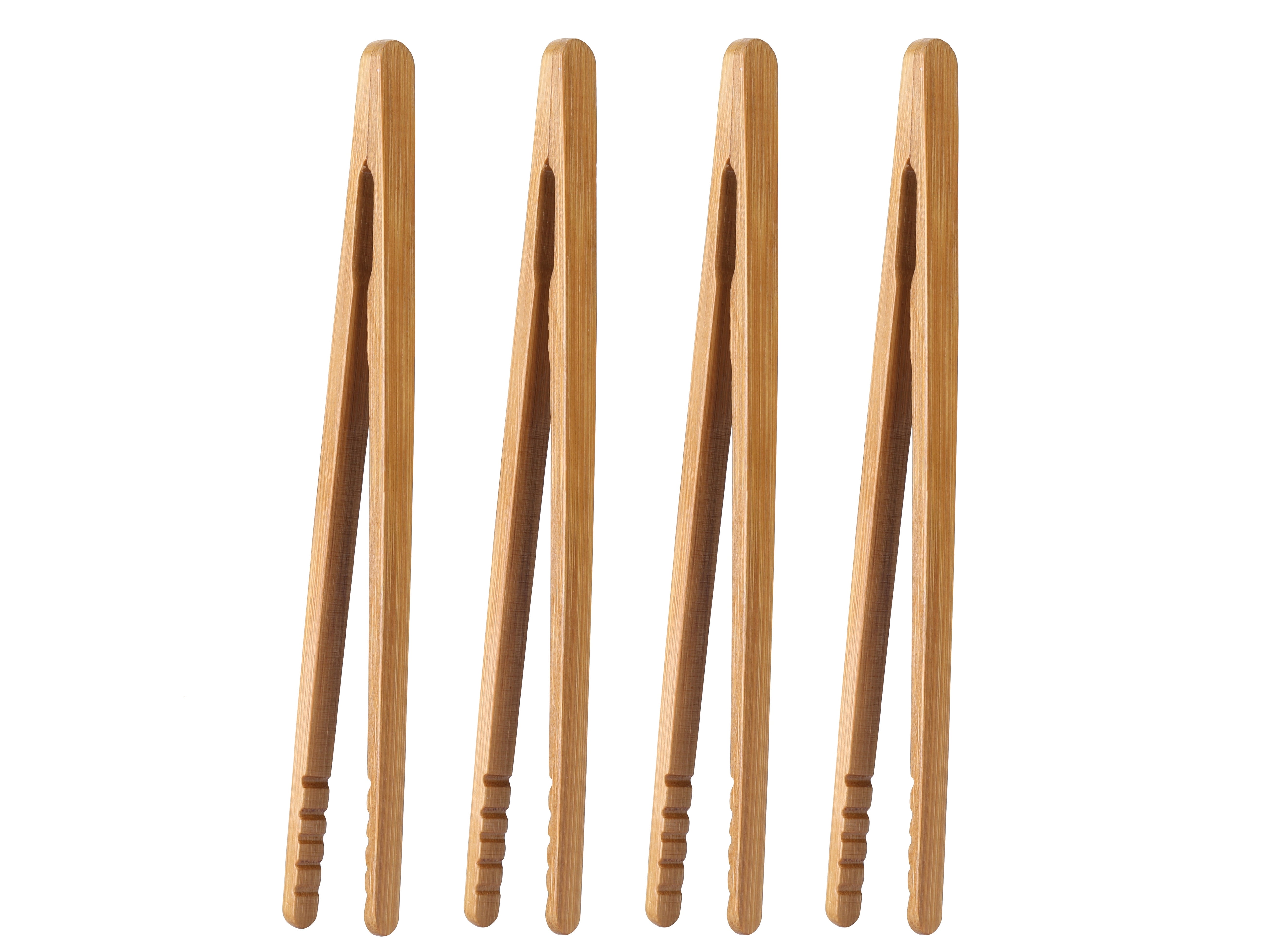 I-MART 4-Pack Bamboo Tongs, Versatile 7 Inch Wooden Toaster Tongs for ...