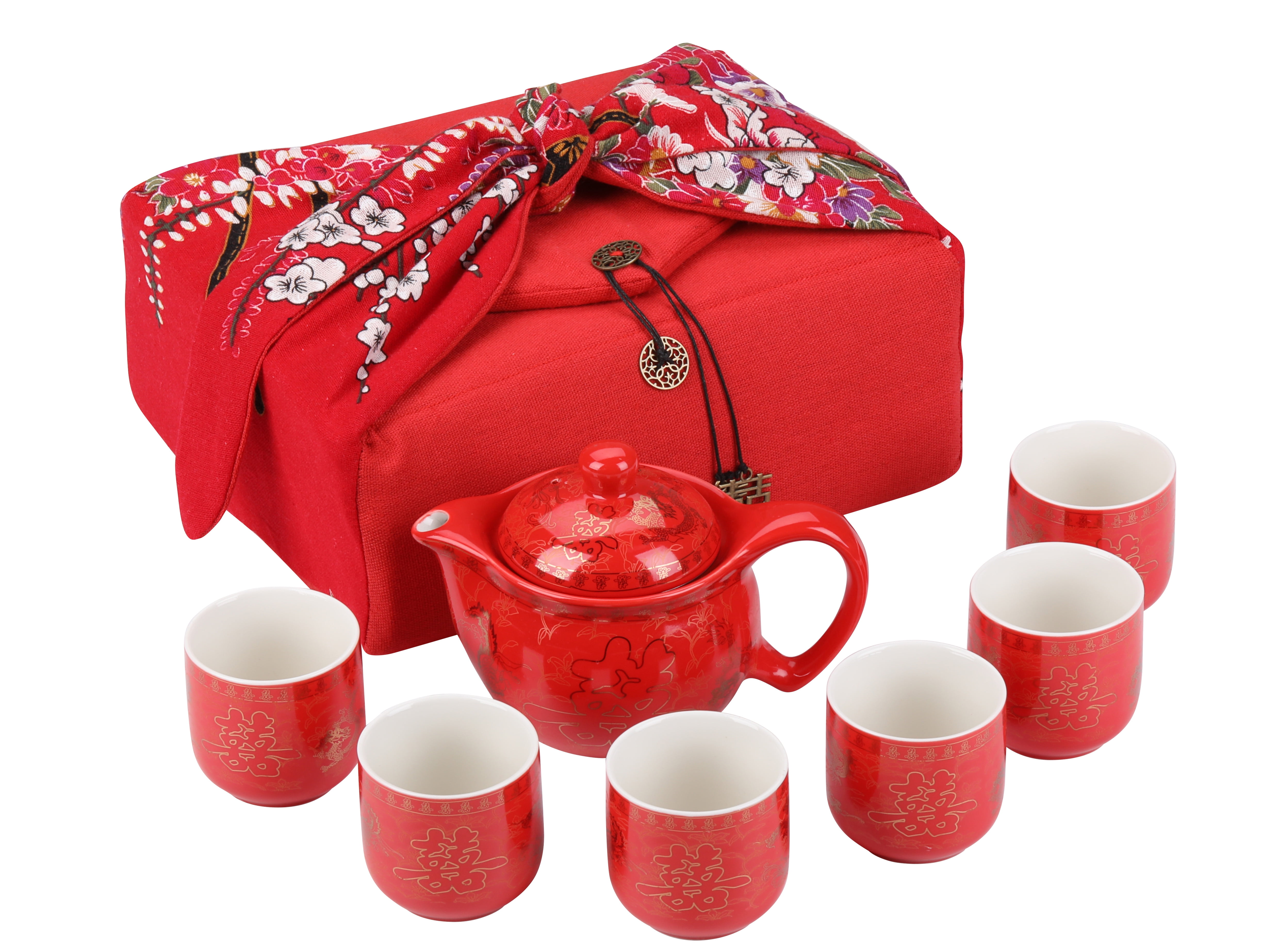 Free Shipping! I-MART Chinese Tea Set, Red Ceramic Chinese Wedding Tea ...