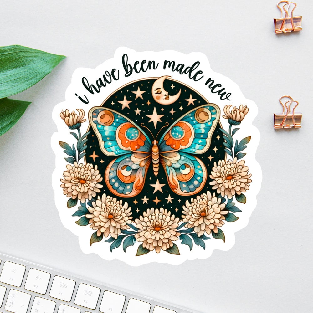 I Have Been Made New Sticker, Words Of Affirmation, Boho Butterfly ...