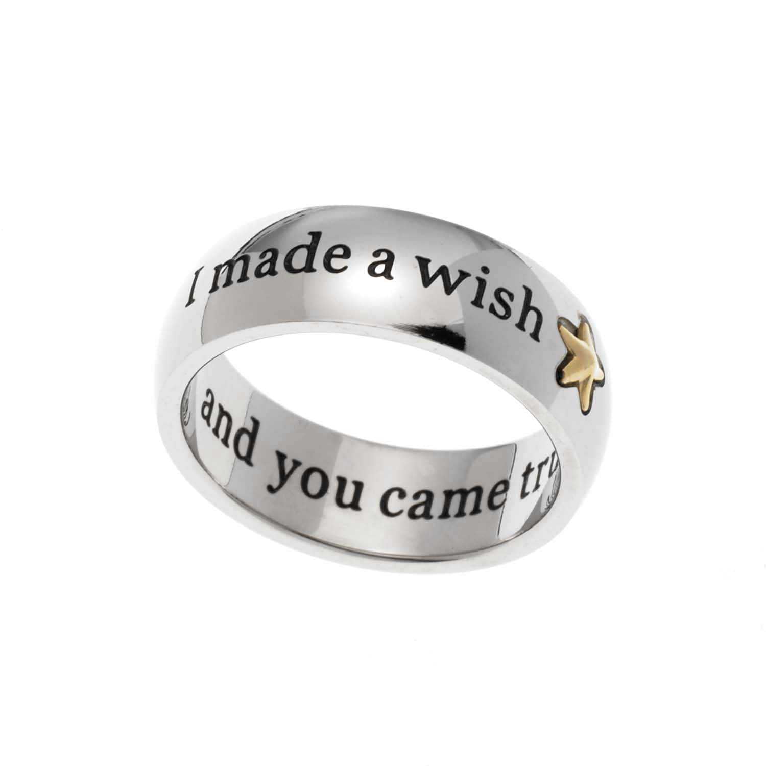 I Made a Wish Star Engraved Gold-Plated Ring - Romantic Jewelry Gift ...