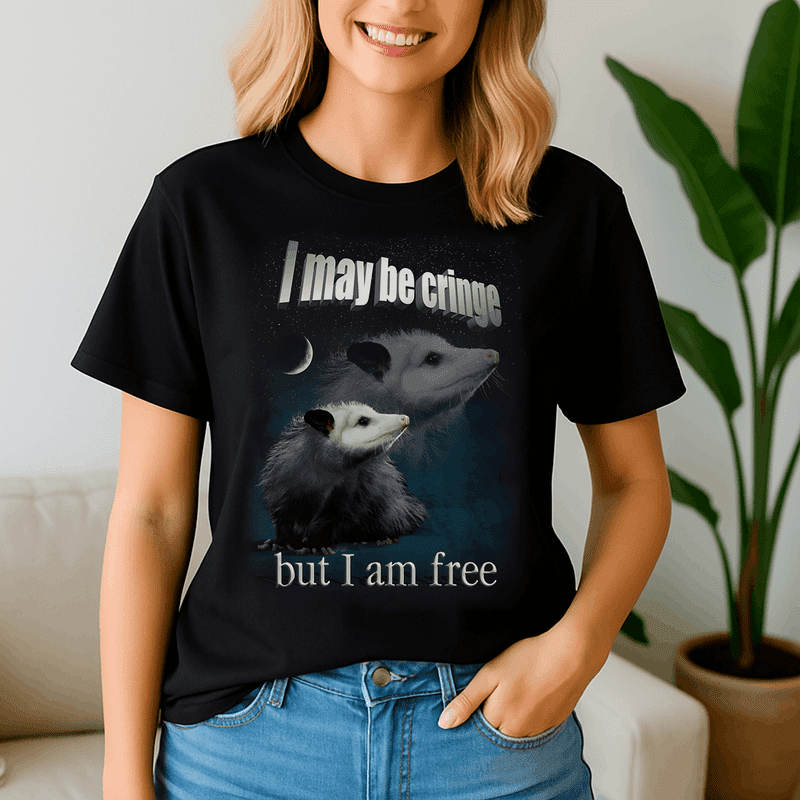 I May Be Cringe But I Am Free Possum, Cat Meme Shirt, Meme Tee ...