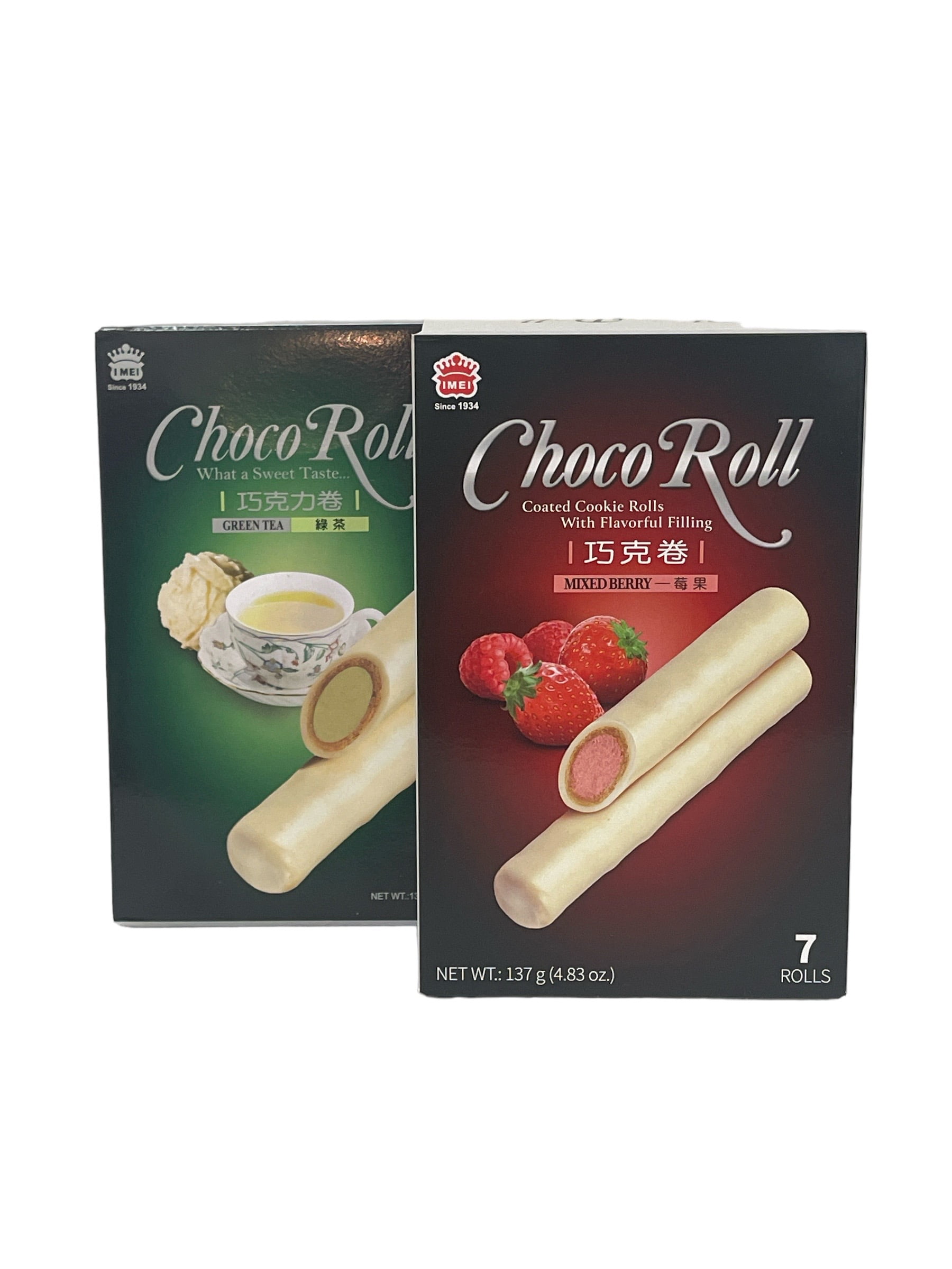 I-Mei Choco Roll White Chocolate Coated Cookie Roll with Green Tea and ...