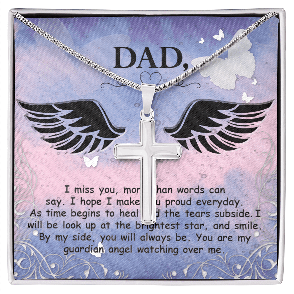 I Miss You More Dad Memorial Dad Memorial Cross Necklace Sympathy Loss ...