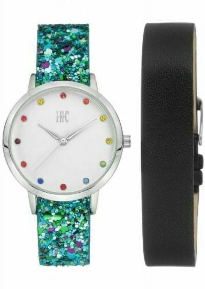 I.N.C. Women's Blue Glitter Black Faux Leather Interchangeable Strap ...
