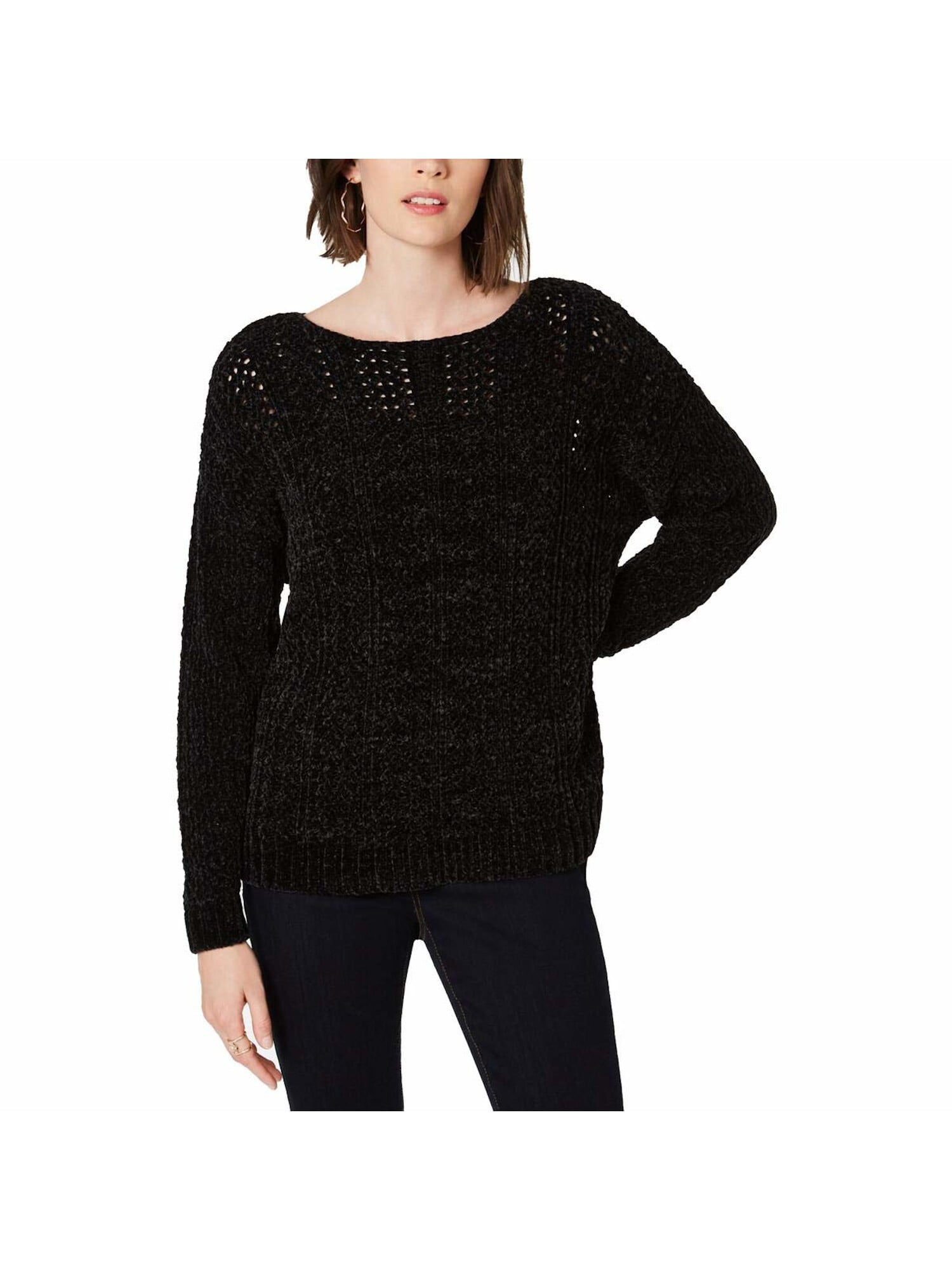 I.N.C Womens Chenille Pullover Sweater, Black, Medium - Walmart.com