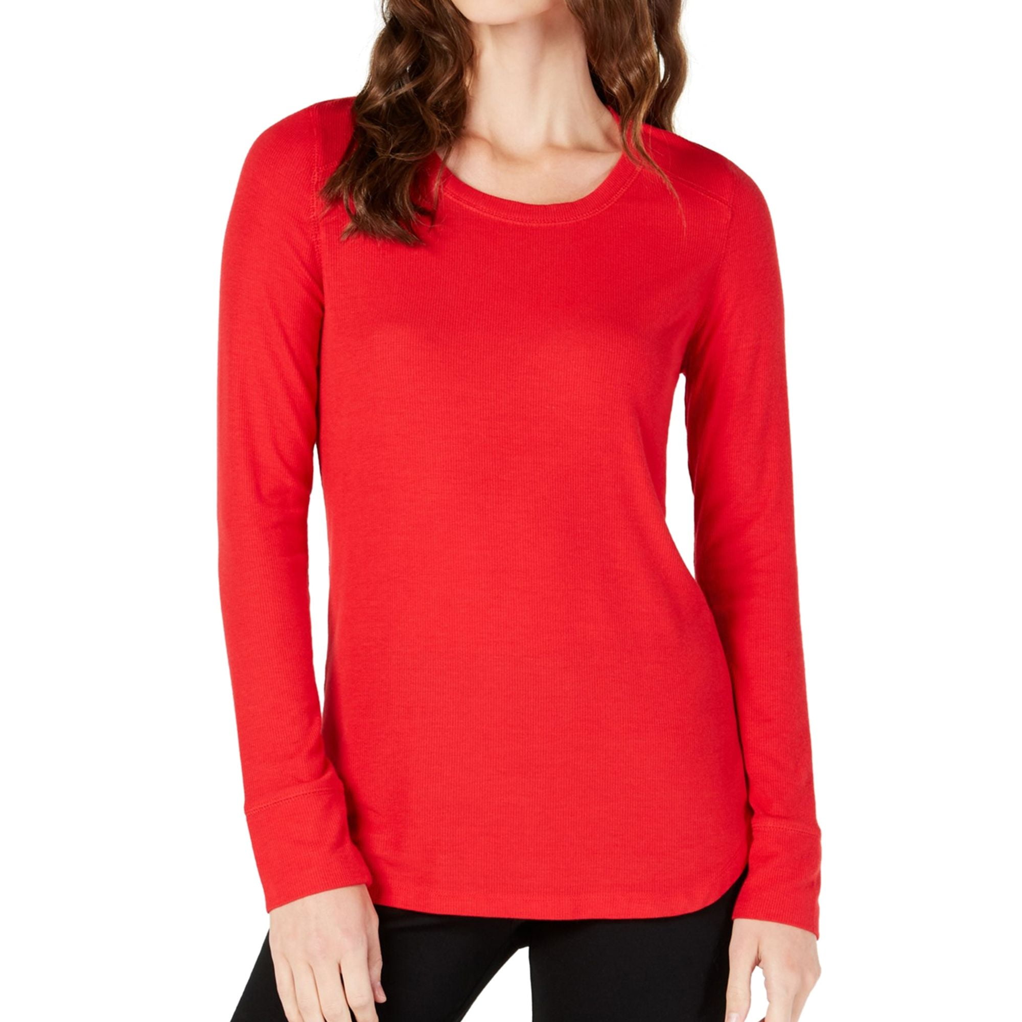 I.N.C Womens Ribbed Basic T-Shirt, Red, XX-Large - Walmart.com