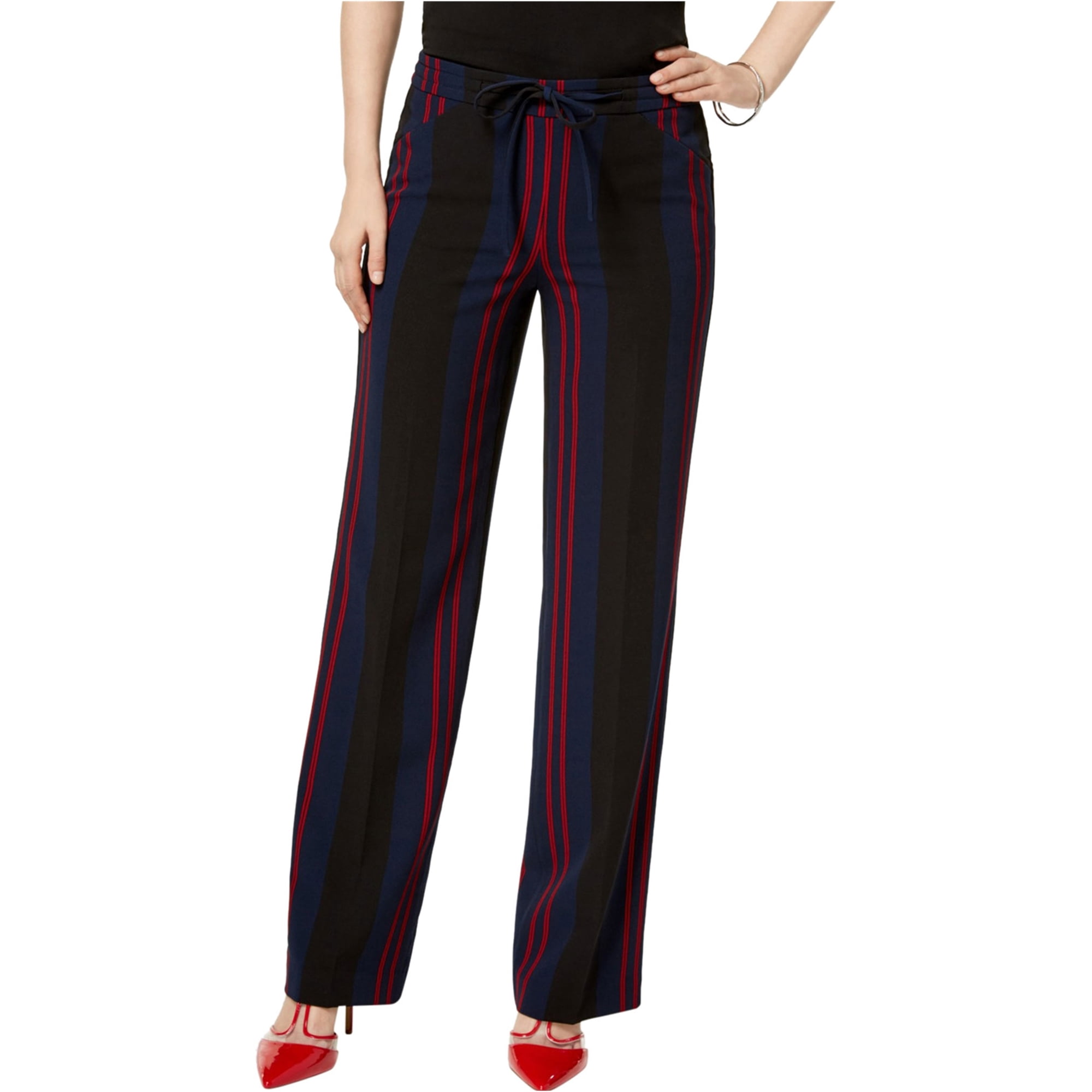 I-N-C Womens Striped Casual Trouser Pants, Black, 4 - Walmart.com