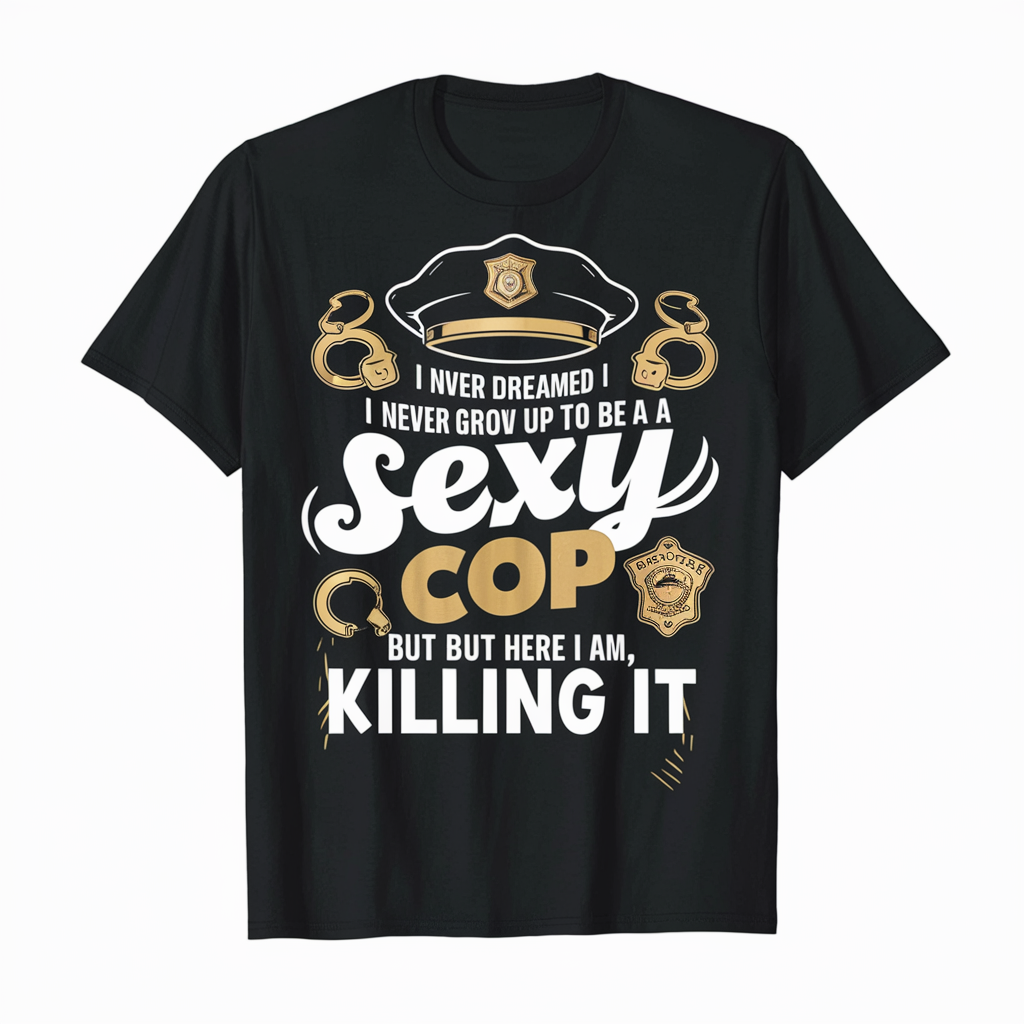 I Never Dreamed I'd Grow Up to Be A Sexy Cop T Shirt Funny Police Gift ...