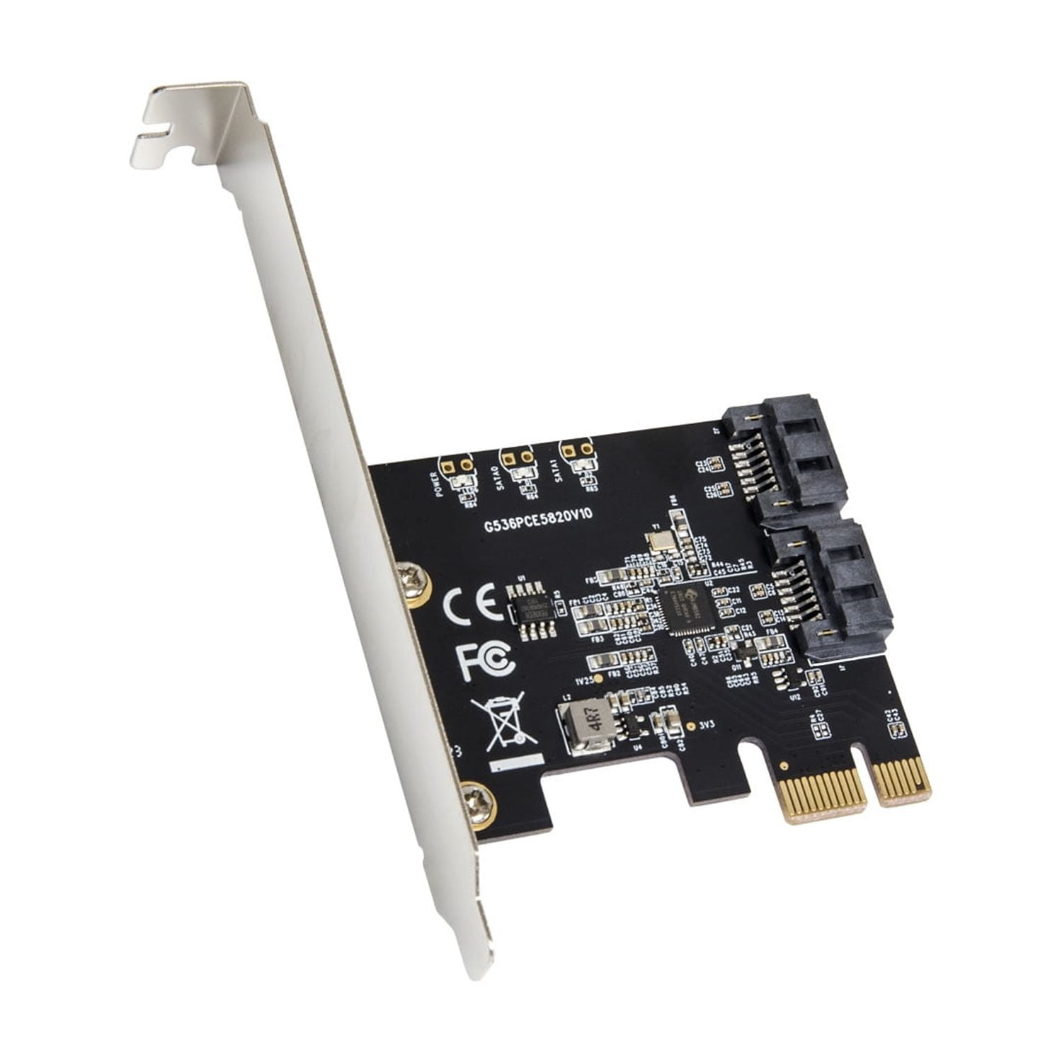 I/O CREST 2 Port SATA III PCI-e 3.0 x1 Controller Card (Jmicro Chipset ...