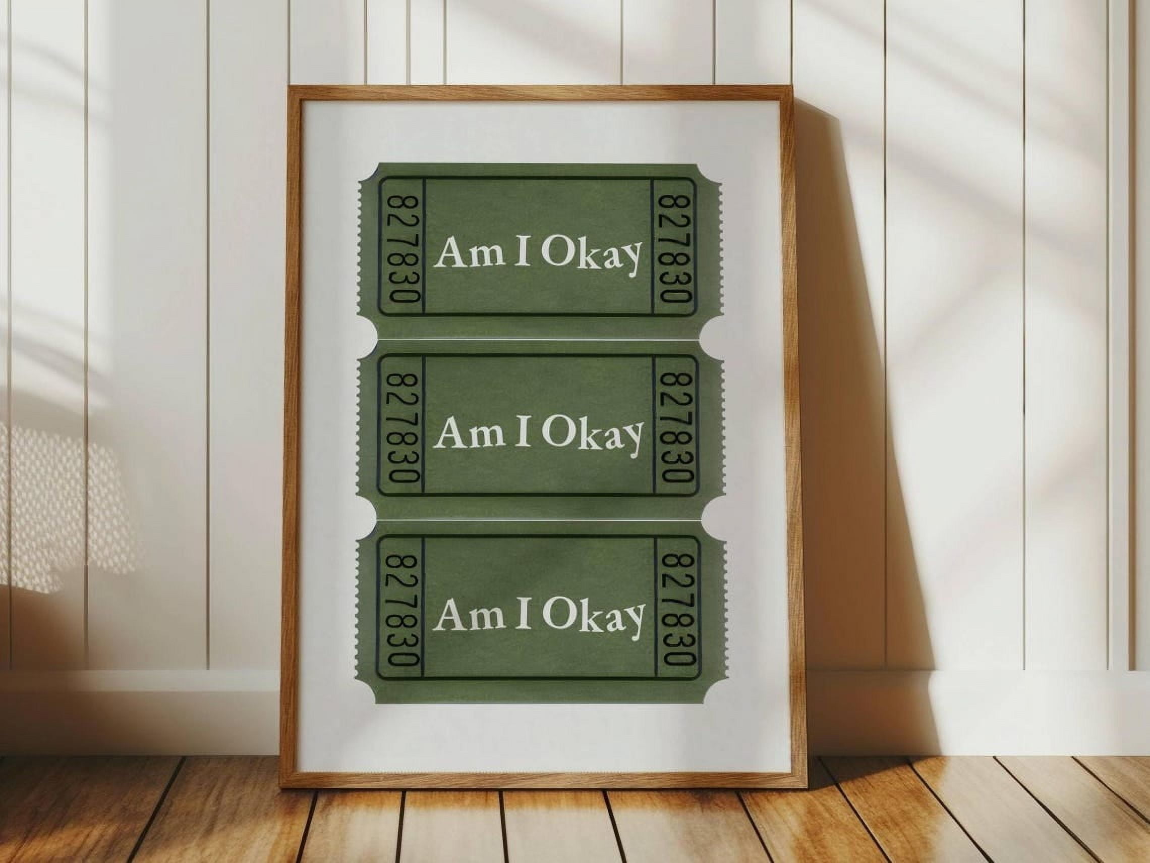 Am I Okay Trendy Ticket Poster, Olive Cowgirl Print, Girly Western Wall ...