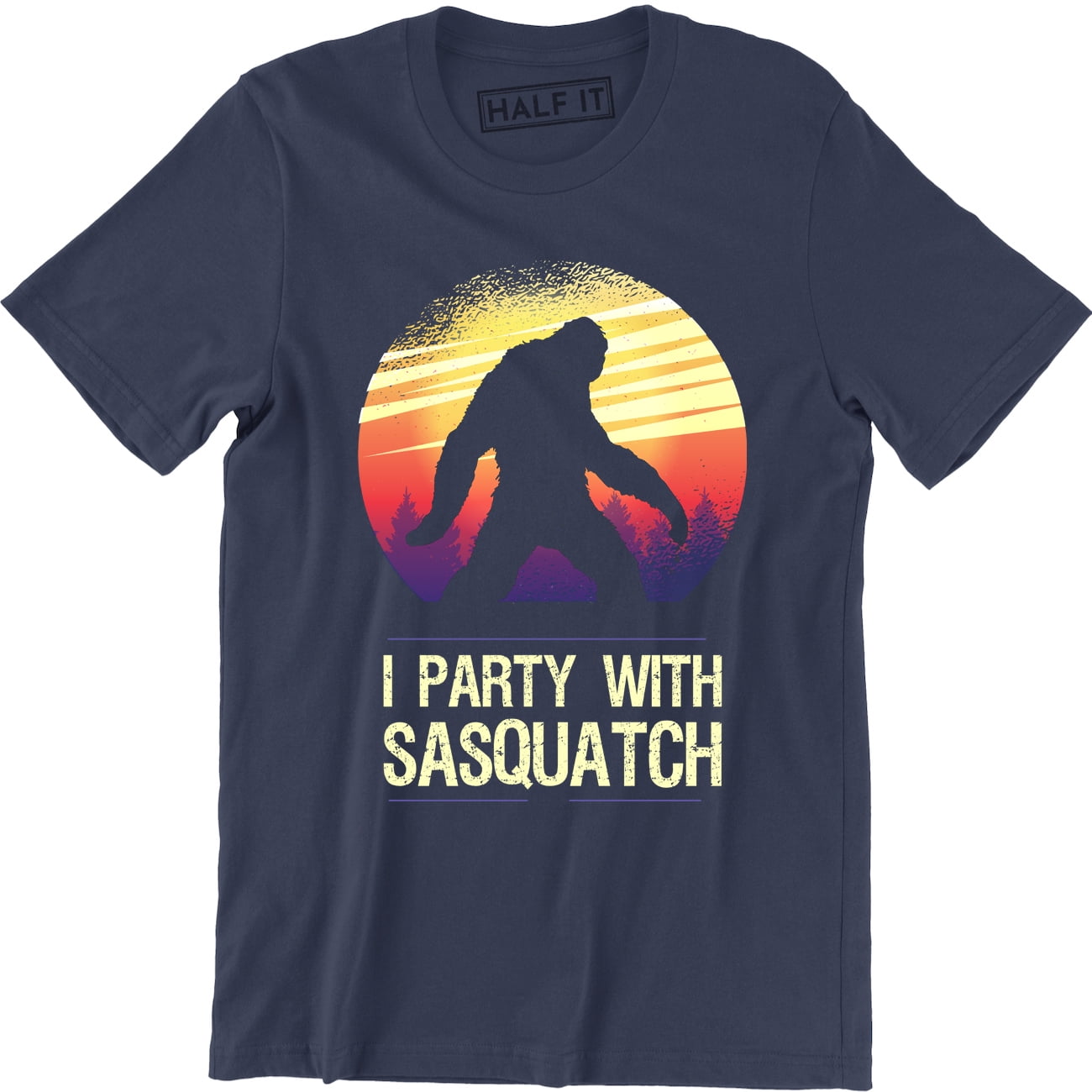 I Party With Sasquatch Funny Bigfoot Camping Vintage Gift Men's T-Shirt ...